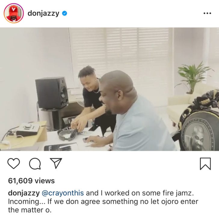 Watch Don Jazzy And Crayon Working On Fresh Music | Notjustok