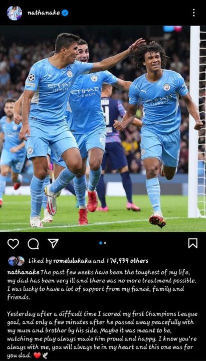 Ake Loses Father Dies after Scoring First Champions League Goal