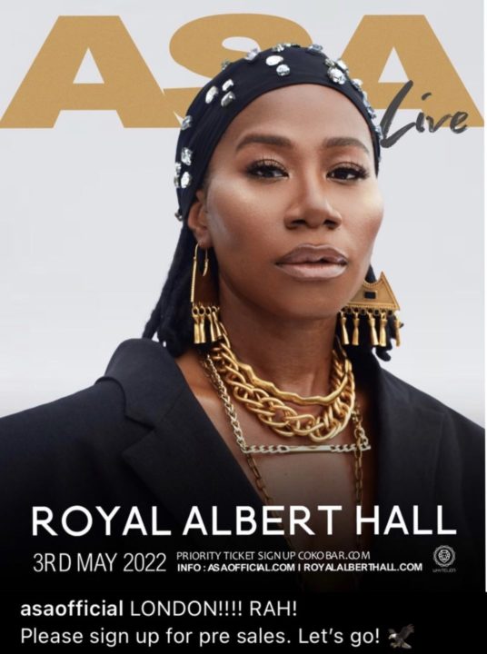 Asa Announces Live Concert In London | SEE DETAILS
